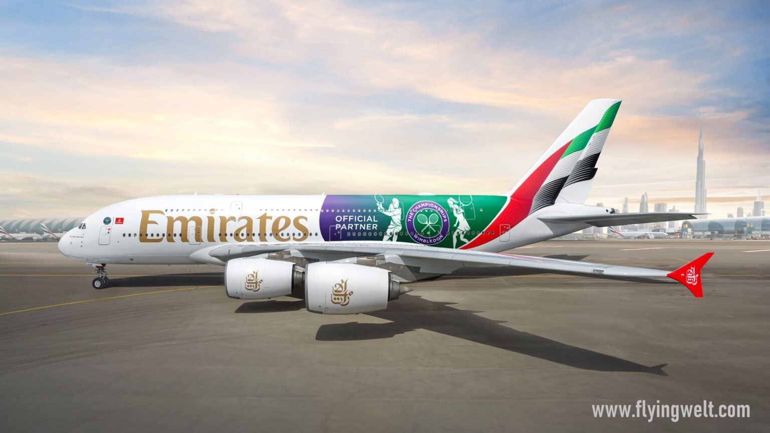 Emirates Airlines unveils its bespoke Airbus A380 "Wimbledon" livery ...